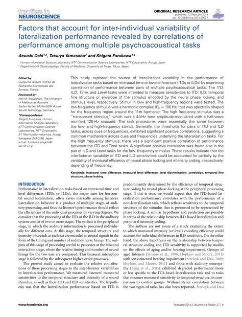Pdf Factors That Account For Inter Individual Variability Of