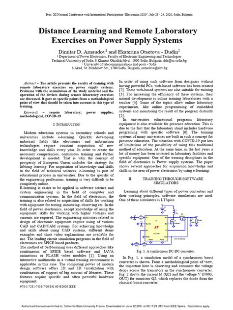 Distance Learning And Remote Laboratory Exercises On Power Supply
