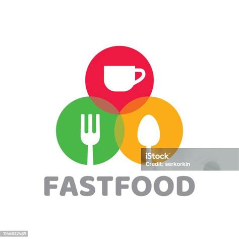 패스트 푸드개념 비즈니스 기호 벡터 일러스트입니다 카페 또는 레스토랑 크리에이티브 사인 동그라미 모양 그래픽 디자인 기호입니다