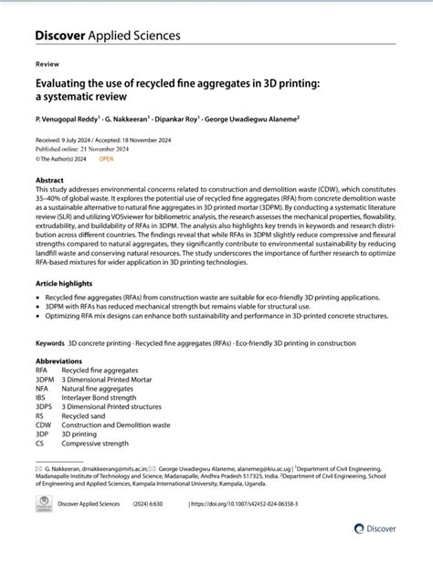 Putturu Venugopal Reddy On Linkedin Sustainability 3dprintingconcrete Recycledfineaggregates