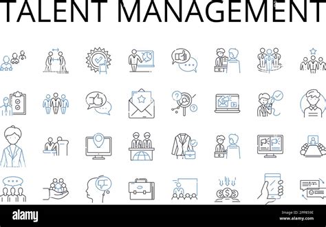 Talent Management Line Icons Collection Employee Retention