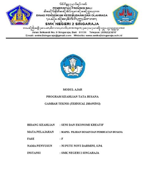 Modul Ajar 1 Merancang Karya Busana Pdf