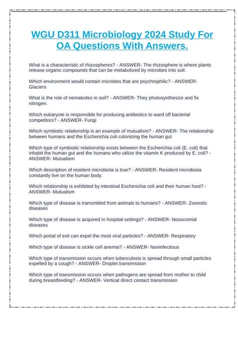 Package Deal For Wgu D311 Microbiology With Lab Section 1 Questions With Answers Stuvia Us
