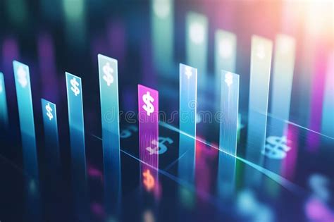 Abstract 3d Bar Chart With Dollar Signs Rising In Dynamic Motion Blur Stock Illustration