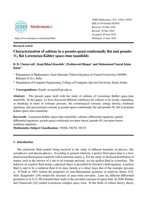 Pdf Characterization Of Solitons In A Pseudo Quasi Conformally Flat