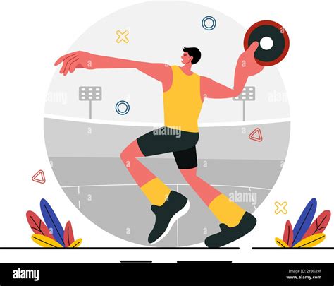Discus Throw Athletics Vector Illustration Featuring An Athlete