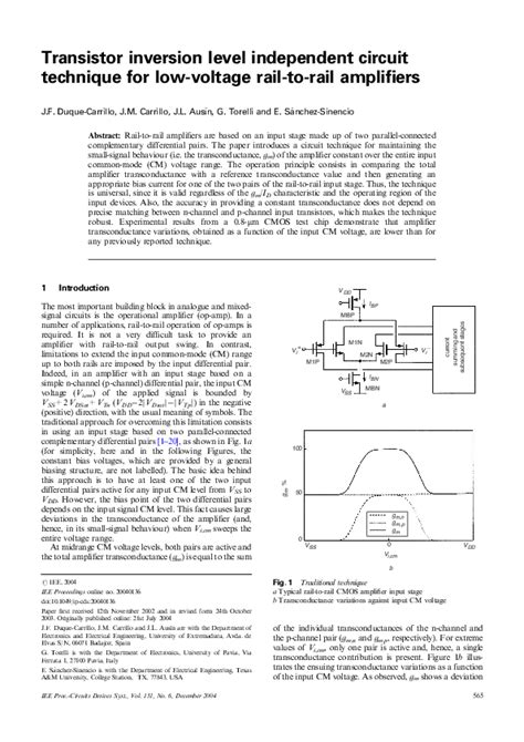 Pdf Transistor Inversion Level Independent Circuit Technique For Low Pdf Transistor Inversion Level Independent Circuit Technique For Low