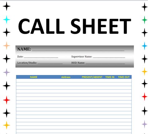 22 Professional Call Sheet Templates Word And Excel