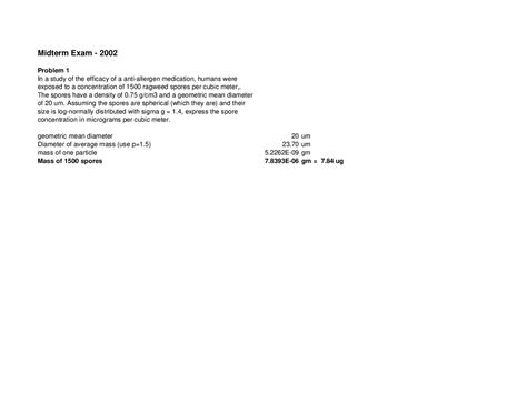 Midterm Exam Problems With Solution Aerosol Technology Envr 416