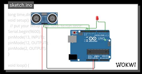 Ultra Sonic Sensor With Led Wokwi Esp32 Stm32 Arduino Simulator
