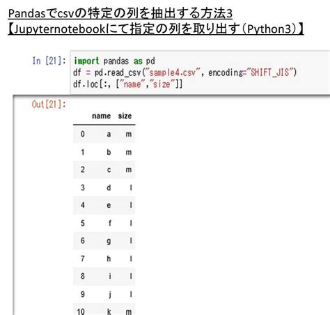 pandasにてcsvの特定の列や行を抽出する方法【指定の行や列を取り出す（python3）：jupyternotebook】 ウルトラフリーダム