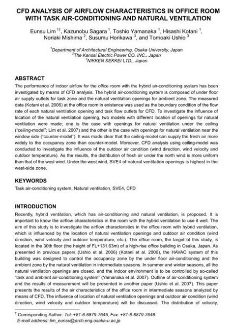 Pdf Cfd Analysis Of Airflow Characteristics In Iaqvec2007limpdf