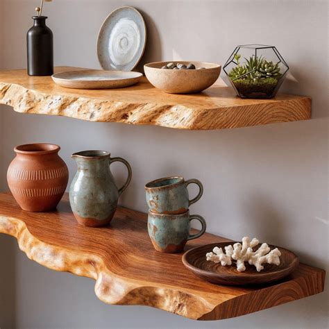 Rustic Walnut Floating Shelf Live Edge Wood Shelves Live Edge Teak