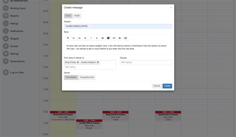 Class Cancellation Notification Process