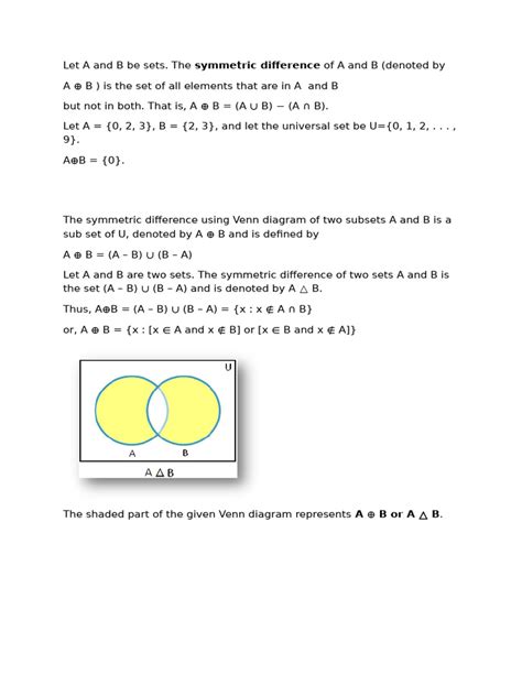 Symmetric Difference Pdf