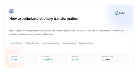 How To Optimize Dictionary Transformation Labex