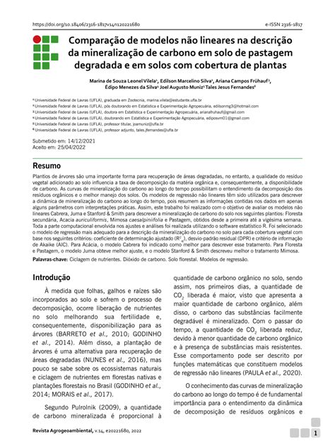 PDF Comparison Of Nonlinear Models For The Description Of Carbon