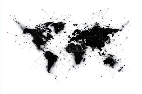 This Artwork Features A Minimalist World Map With Detailed Lines And Dots Illustrating Global