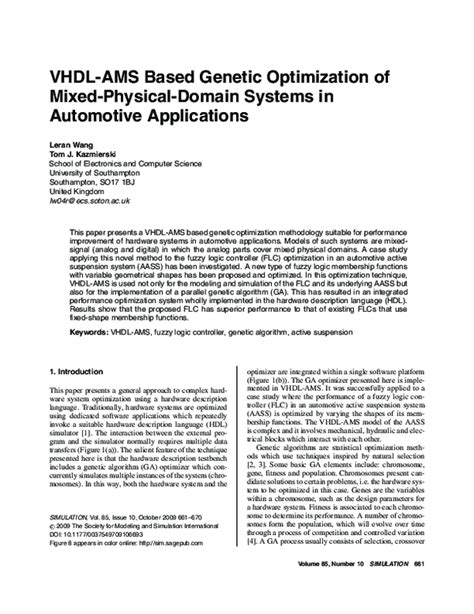 Pdf Vhdl Ams Based Genetic Optimization Of Mixed Physical Domain