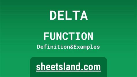 DELTA Function Definition Formula Examples And Usage