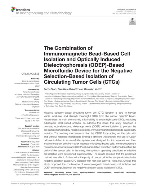 Pdf The Combination Of Immunomagnetic Bead Based Cell Isolation And