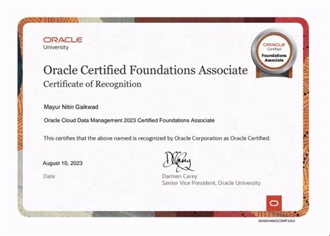 Mayur Gaikwad On Linkedin Oraclecertified Oracleuniversity Oraclecloud Zensar