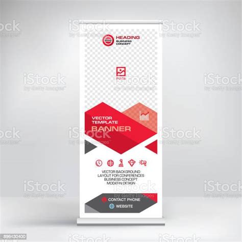 롤 업 배너 디자인 회의 프레 젠 테이 션 프로 모션 및 이벤트 현대 추상적인 그래픽 스타일에 대 한 부스의 레이아웃 배너 표지판에 대한 스톡 벡터 아트 및 기타 이미지