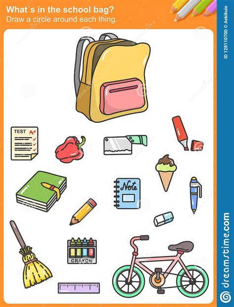 Whats In The School Bag Worksheet For Education Whats In The School Bag Worksheet For Education
