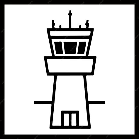 공항 컨트롤 타워 실루 터 이미지 프리미엄 벡터