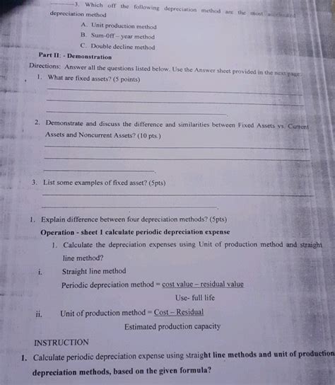 Depreciation Method A Unit Production Method StudyX