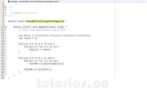 Arrays Javacrear Matriz Triangular Superior