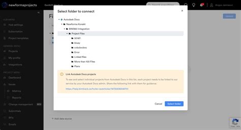 Add And Manage An Autodesk Docs Data Source Newforma Konekt Help