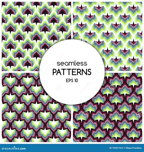 Set Of Four Seamless Patterns Stock Vector Illustration Of Elements