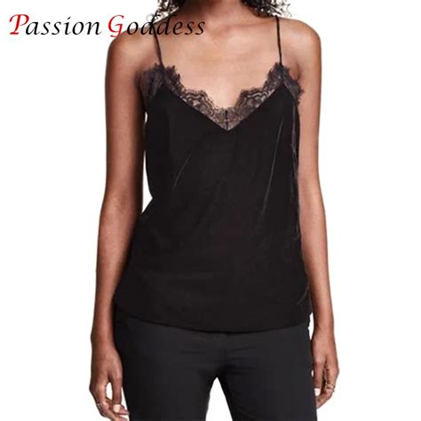 2016 Summer Sexy Women Camis Lace Camisole Tank Top Sleeveless Backless Velvet Fabric Spaghetti