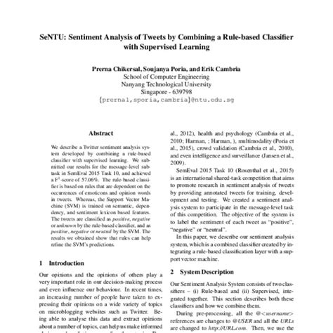 Sentu Sentiment Analysis Of Tweets By Combining A Rule Based Classifier With Supervised