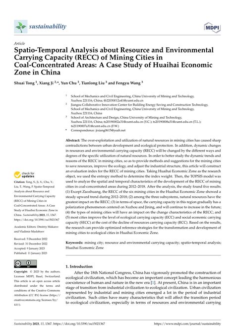 Pdf Spatio Temporal Analysis About Resource And Environmental Carrying Capacity Recc Of