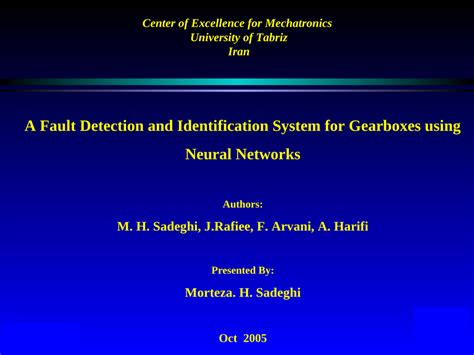 Pdf A Fault Detection And Identification System For Gearboxes Using