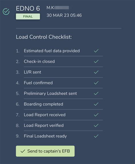 Zero Click Loadsheet