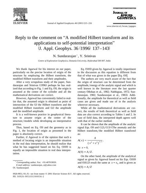Pdf Reply To The Comment On A Modified Hilbert Transform And Its
