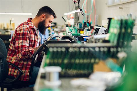 주석 납땜 부품이 있는 작업장에서 일하는 전자 엔지니어 30 34세에 대한 스톡 사진 및 기타 이미지 30 34세 개발