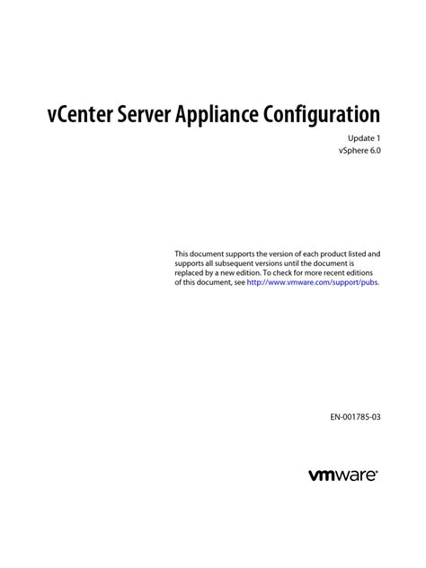 Vsphere Esxi Vcenter Server 601 Appliance Configuration Guide Pdf I Pv6 Domain Name System