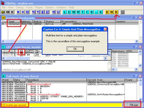 Disassembly Catch Messagebox Call With Ollydbg Reverse Engineering