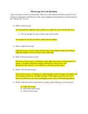 Microscopy Pre Lab Questions Docx Microscopy Pre Lab Questions Type Your Answers In This Word