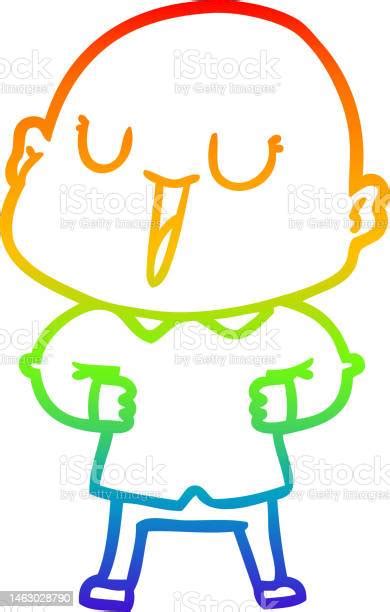 행복한 만화 대머리 남자의 무지개 그라데이션 선 그리기 그라데이션에 대한 스톡 벡터 아트 및 기타 이미지 그라데이션 낙서 드로잉 남자 Istock