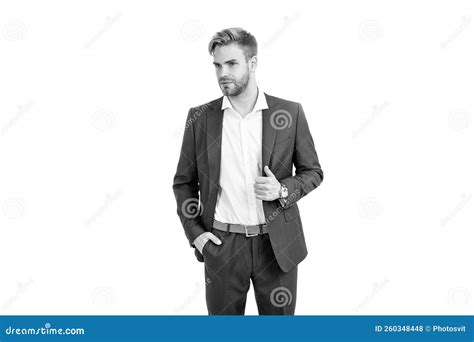 Confident Successful Businessman In Businesslike Suit And Wristwatch