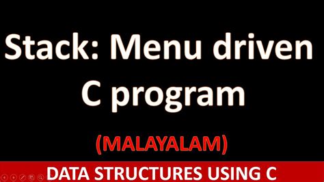 menu driven c program for implementation of stack malayalam tutorial