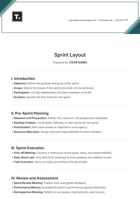 Free Sprint Layout Template To Edit Online