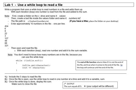 Solved Lab 1 Use A While Loop To Read A File Write A