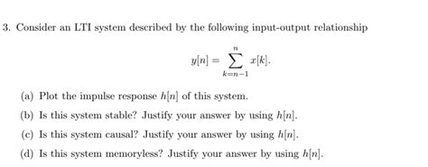 Solved Consider An Lti System Described By The Following