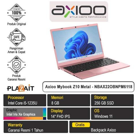 Jual Axioo Mybook Z Metal NBAX OBNPM Intel Core I U GB GB SSD Intel Iris Xe